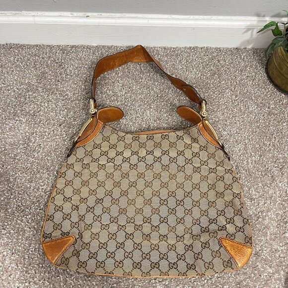 Gucci | Bags | Gucci Creole Hobo Gg Canvas Leather Shoulder Bag Good ...